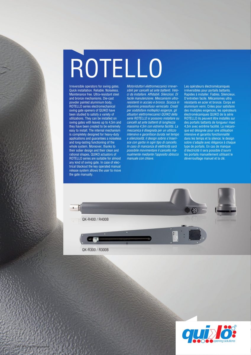 Motor cổng tự động tay đòn Quiko rotello QK-R300 R-400 800kg Italy 3m ...